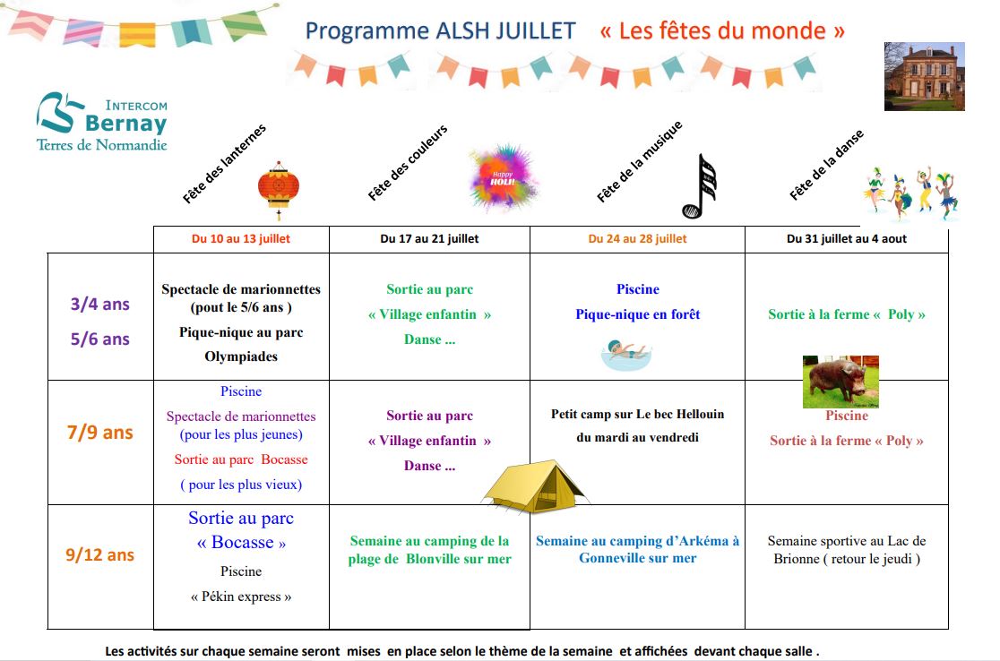 Programme de l'accueil de loisirs de Serquigny en juillet - Serquigny ...